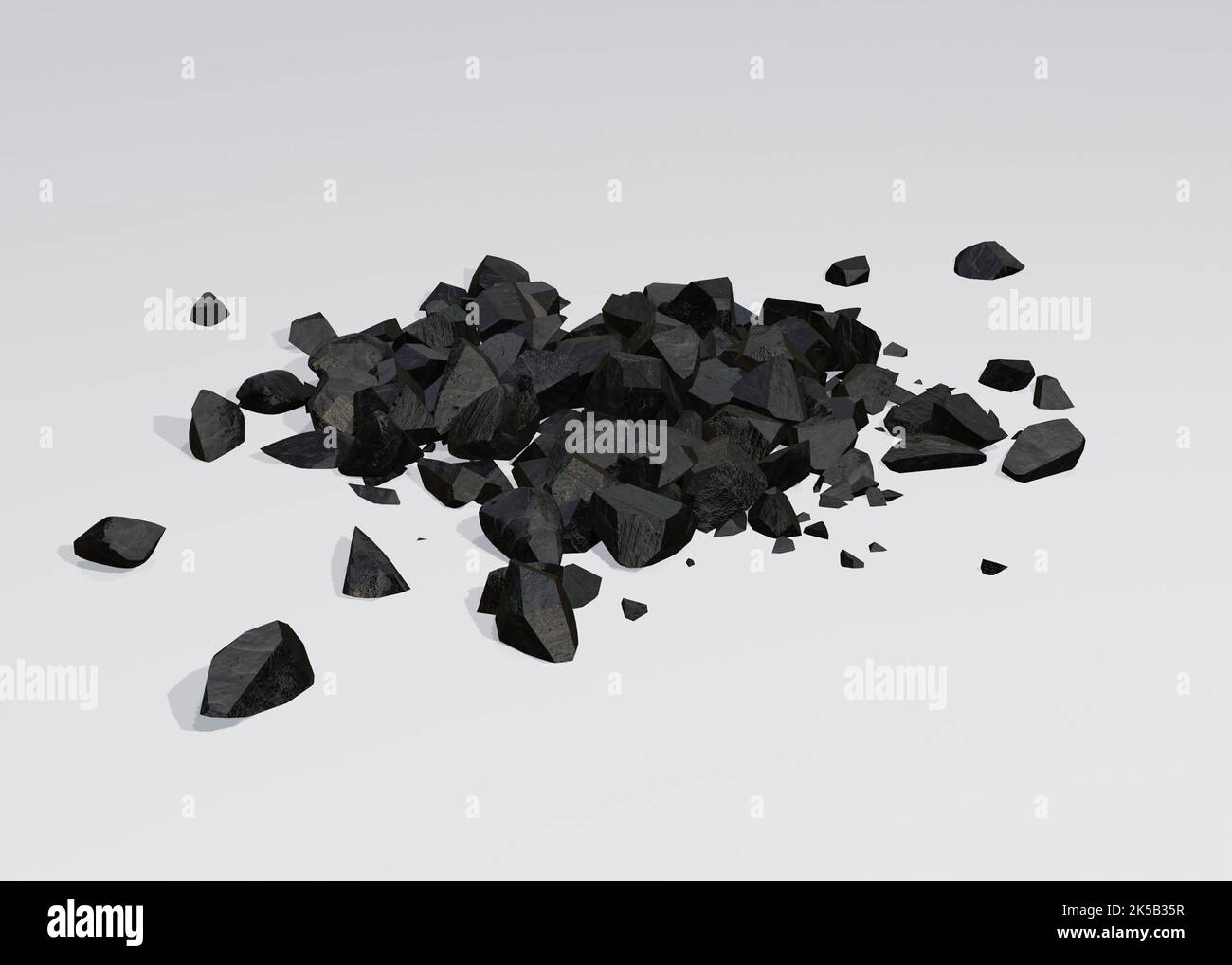 3d render of isolated pile of black coal for energy concept Stock Photo ...