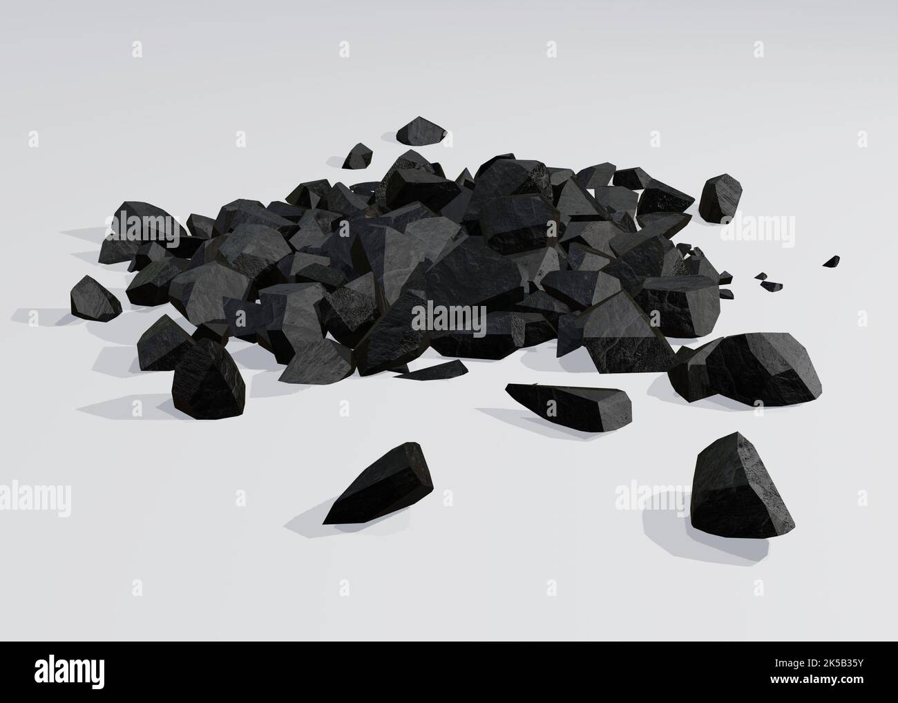 3d render of isolated pile of black coal for energy concept Stock Photo ...