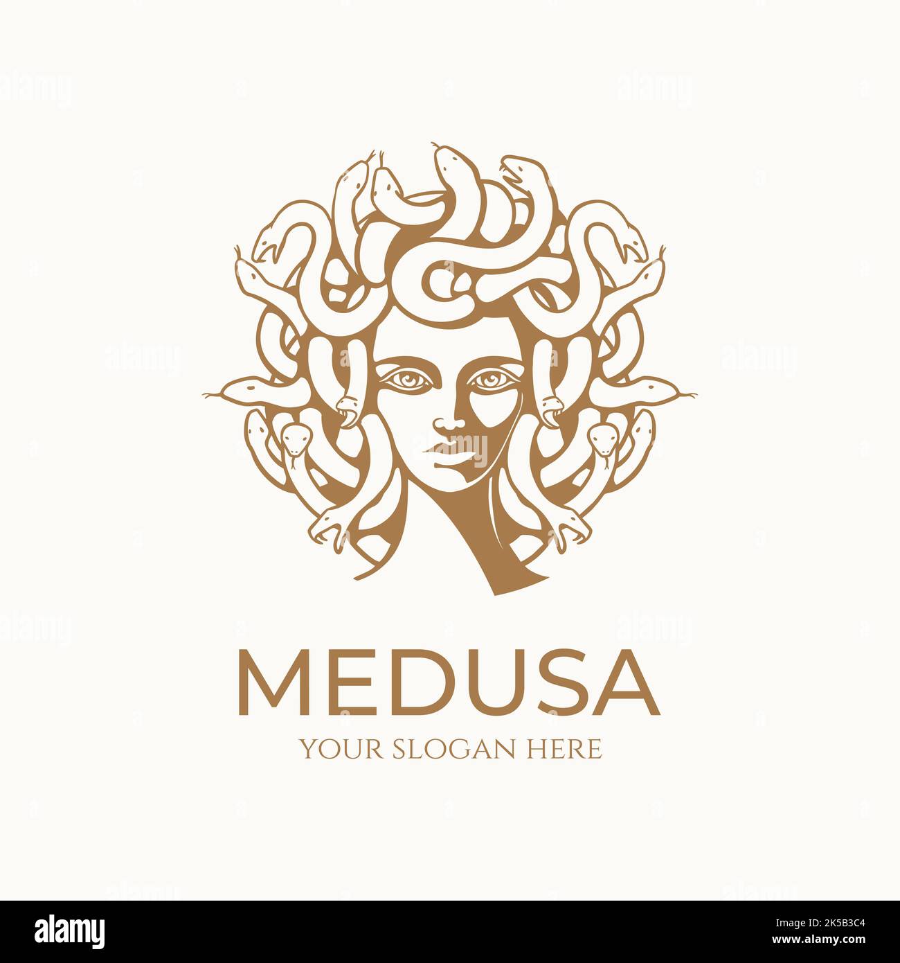 Medusa gorgon logo. Head of a woman with snakes. Protective amulet ...