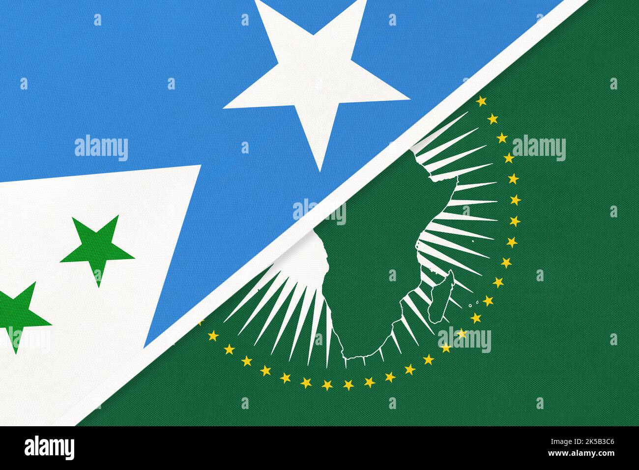 African Union and Galmudug State of Somalia national flag from textile ...