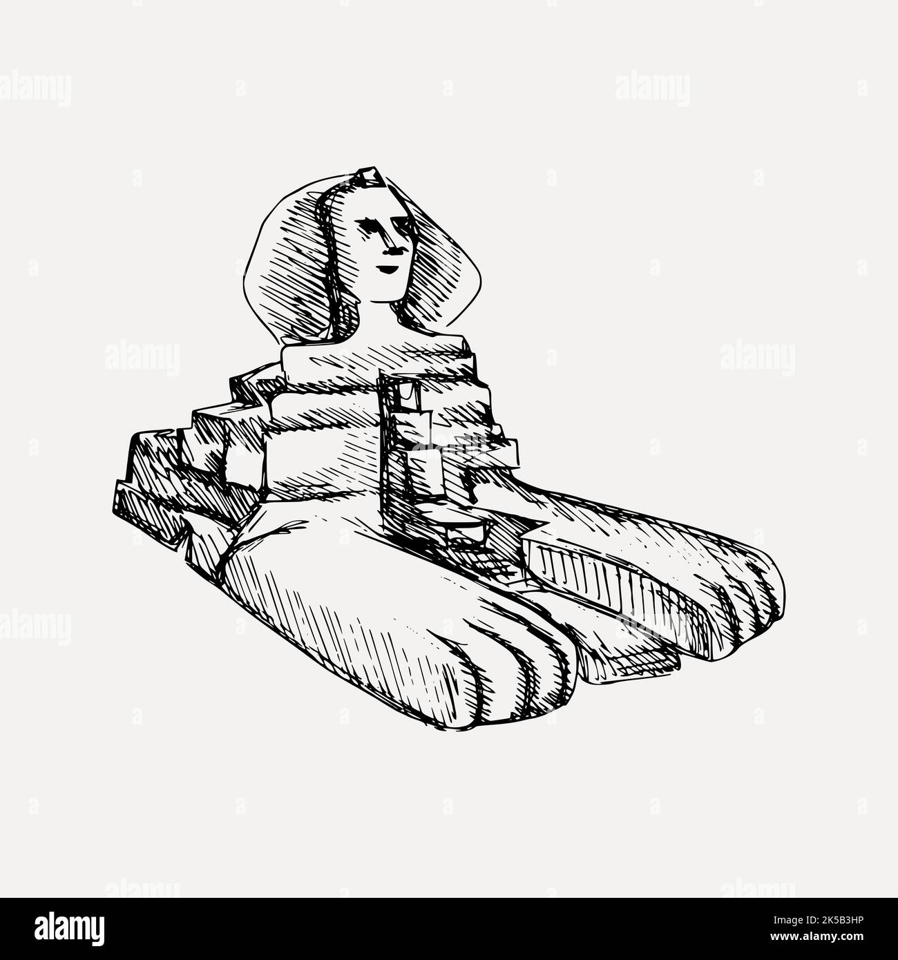 Sphinx of Giza collage element, drawing illustration vector Stock ...