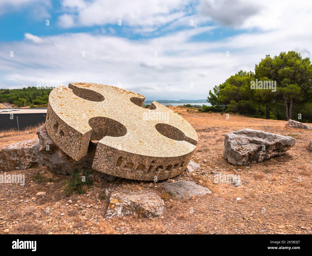 Narbonne, France - September 12, 2022: The shields of Cathar Knights is ...