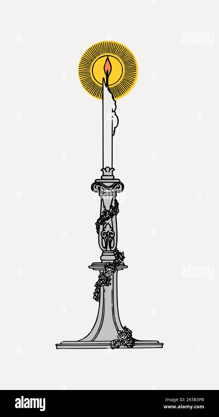 Stylized candle collage element, drawing illustration vector Stock ...