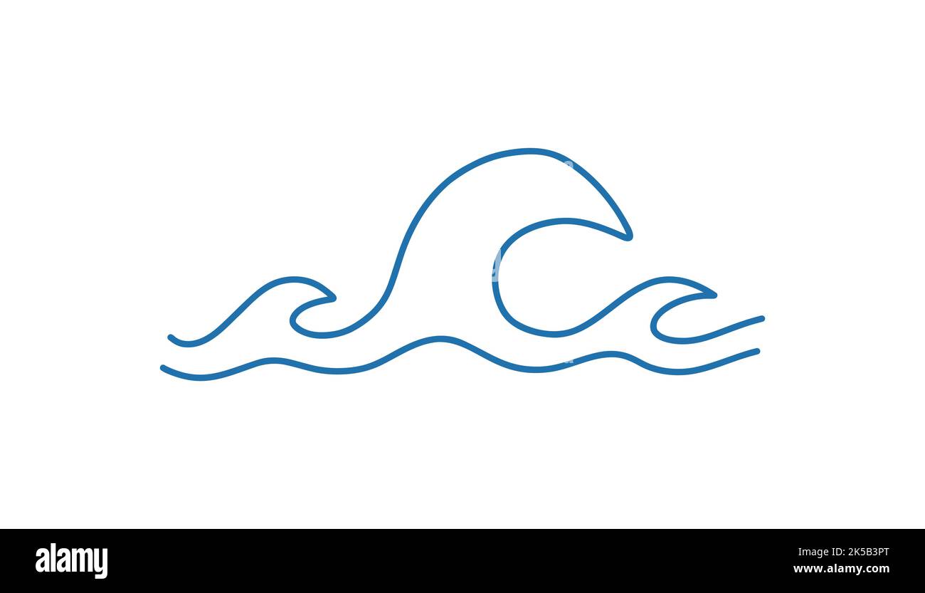 Sea wave. Doodle ocean curl waves. Vector marine outline sketch Stock ...