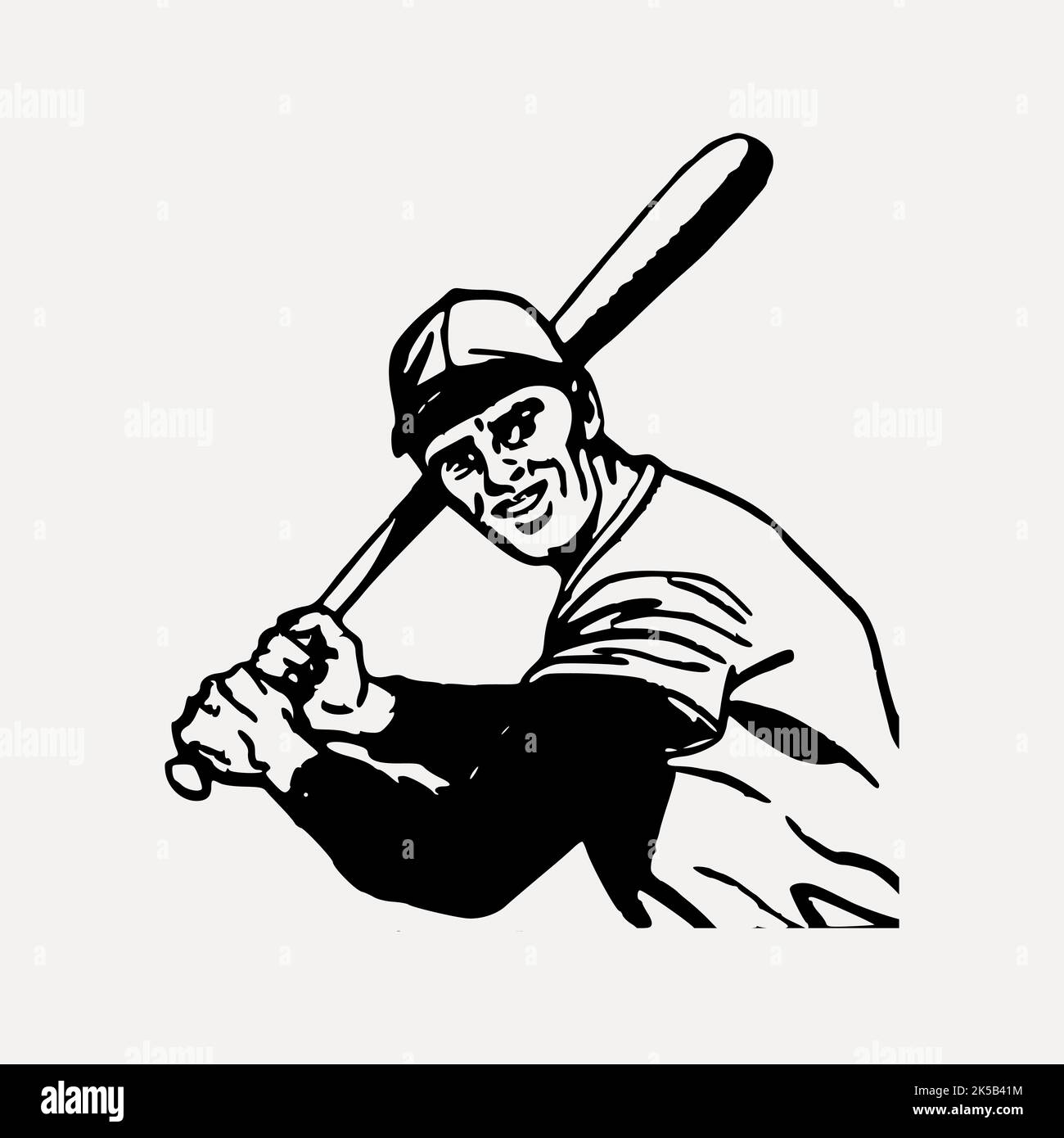 Baseball player collage element, drawing illustration vector Stock ...