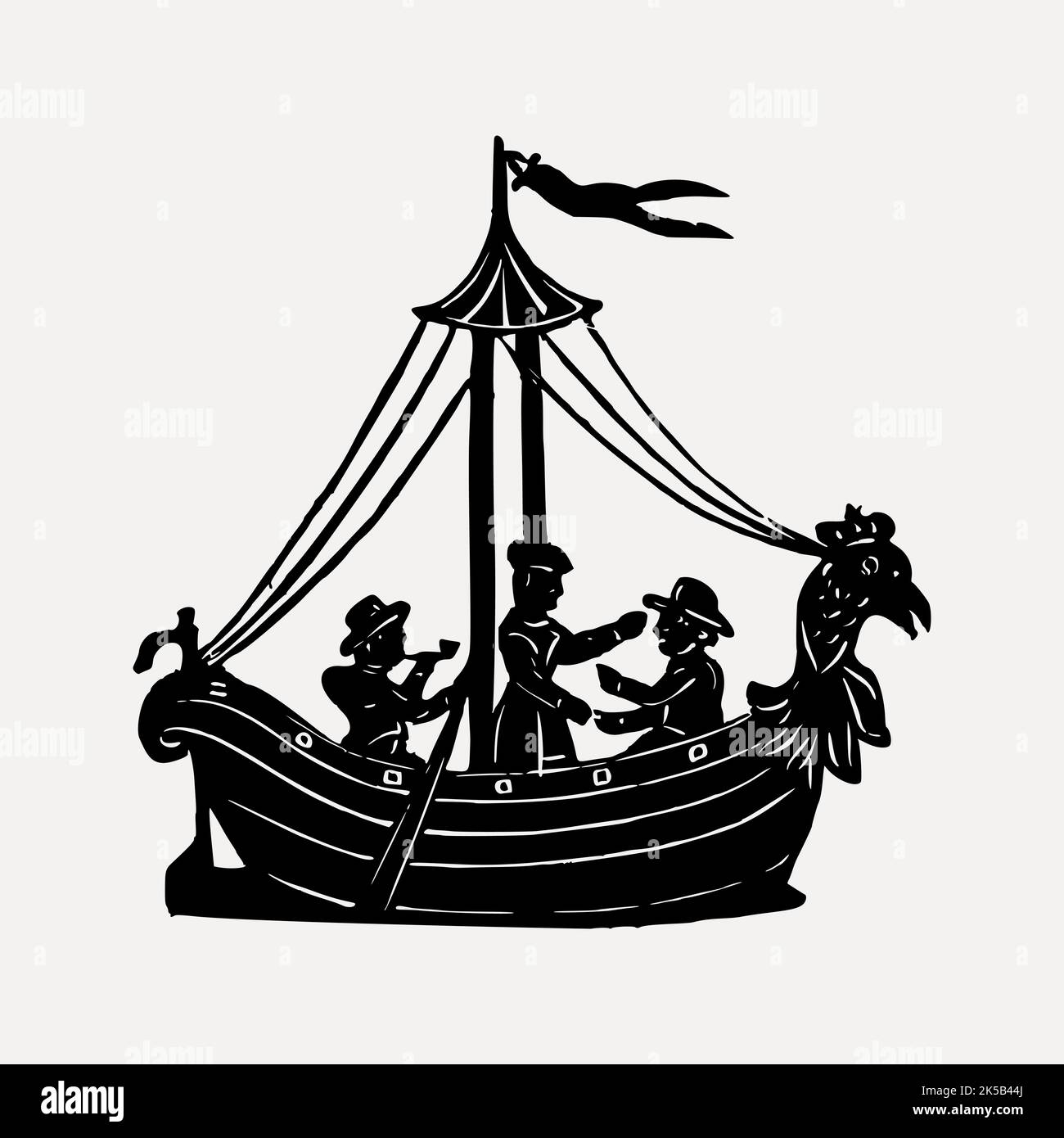 People on boat collage element, drawing illustration vector Stock ...