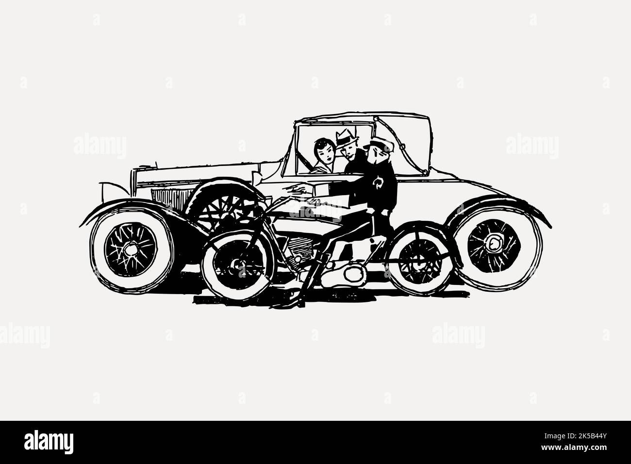 Police talk to couple collage element, drawing illustration vector ...