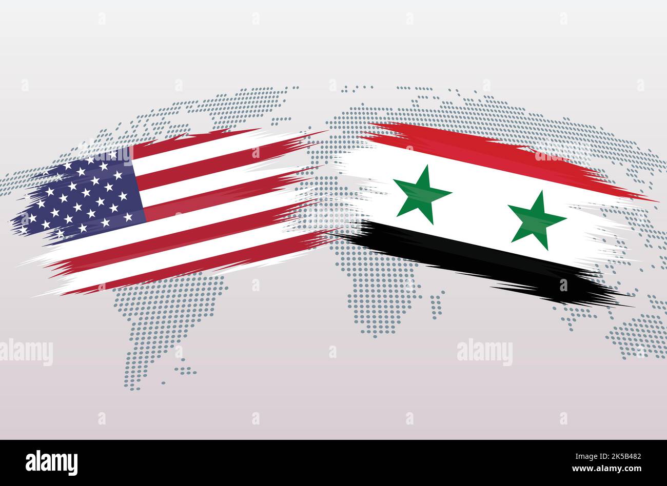 Usa vs syrian flags on world map idea hi-res stock photography and ...