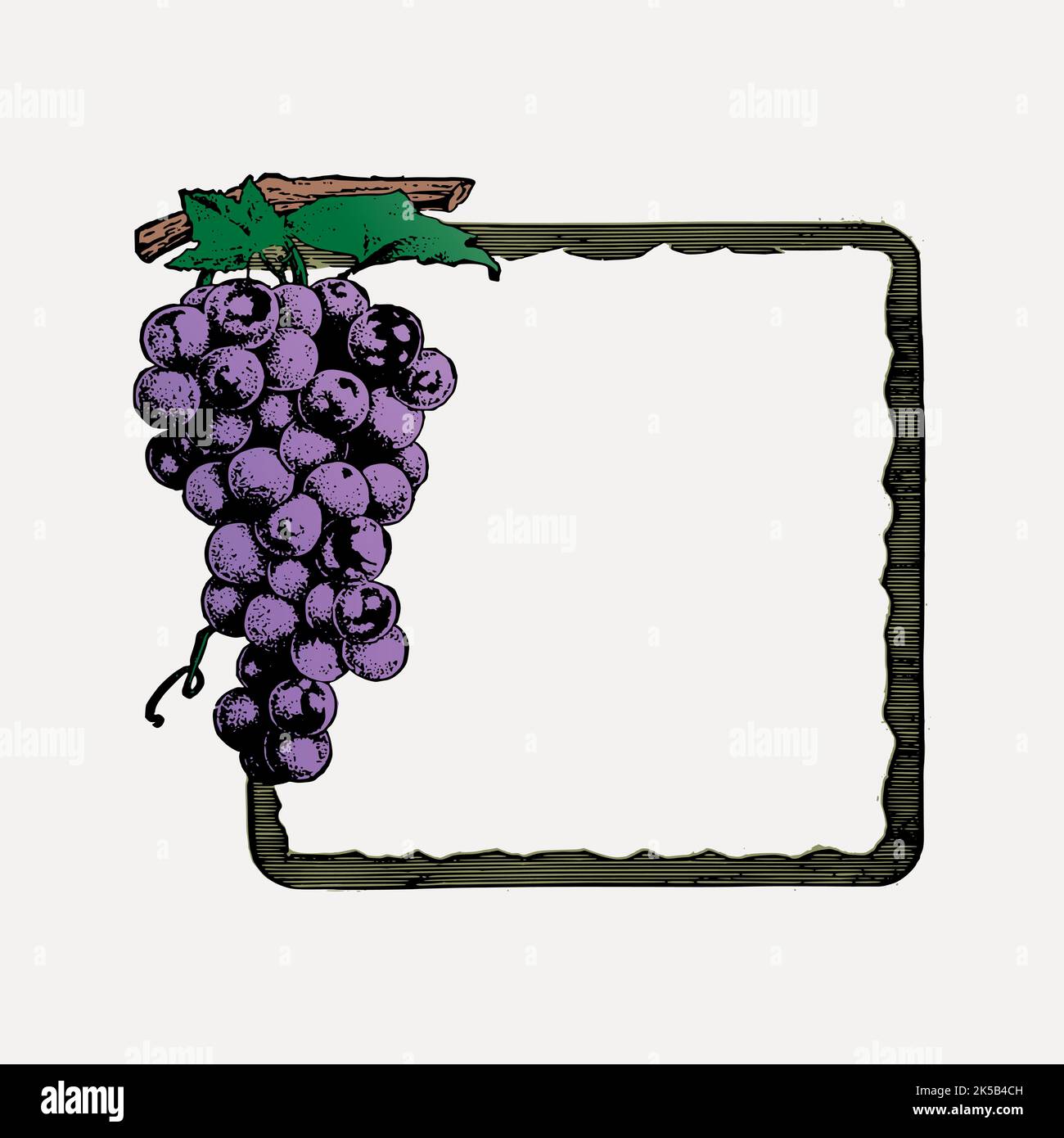 Grapes frame collage element, drawing illustration vector Stock Vector ...