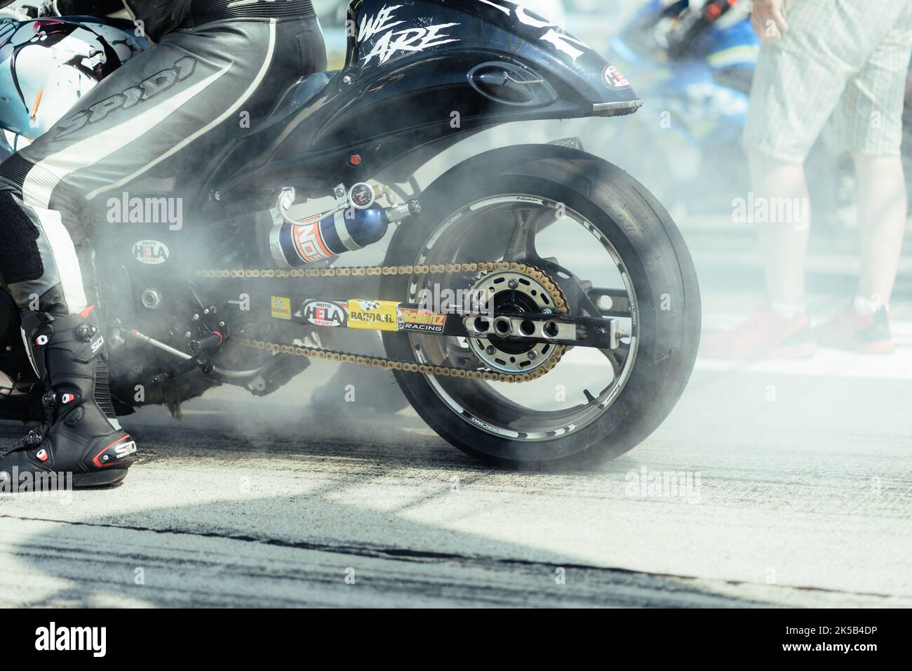 A cool biker on the road during the Drag Racing event at the Arad ...