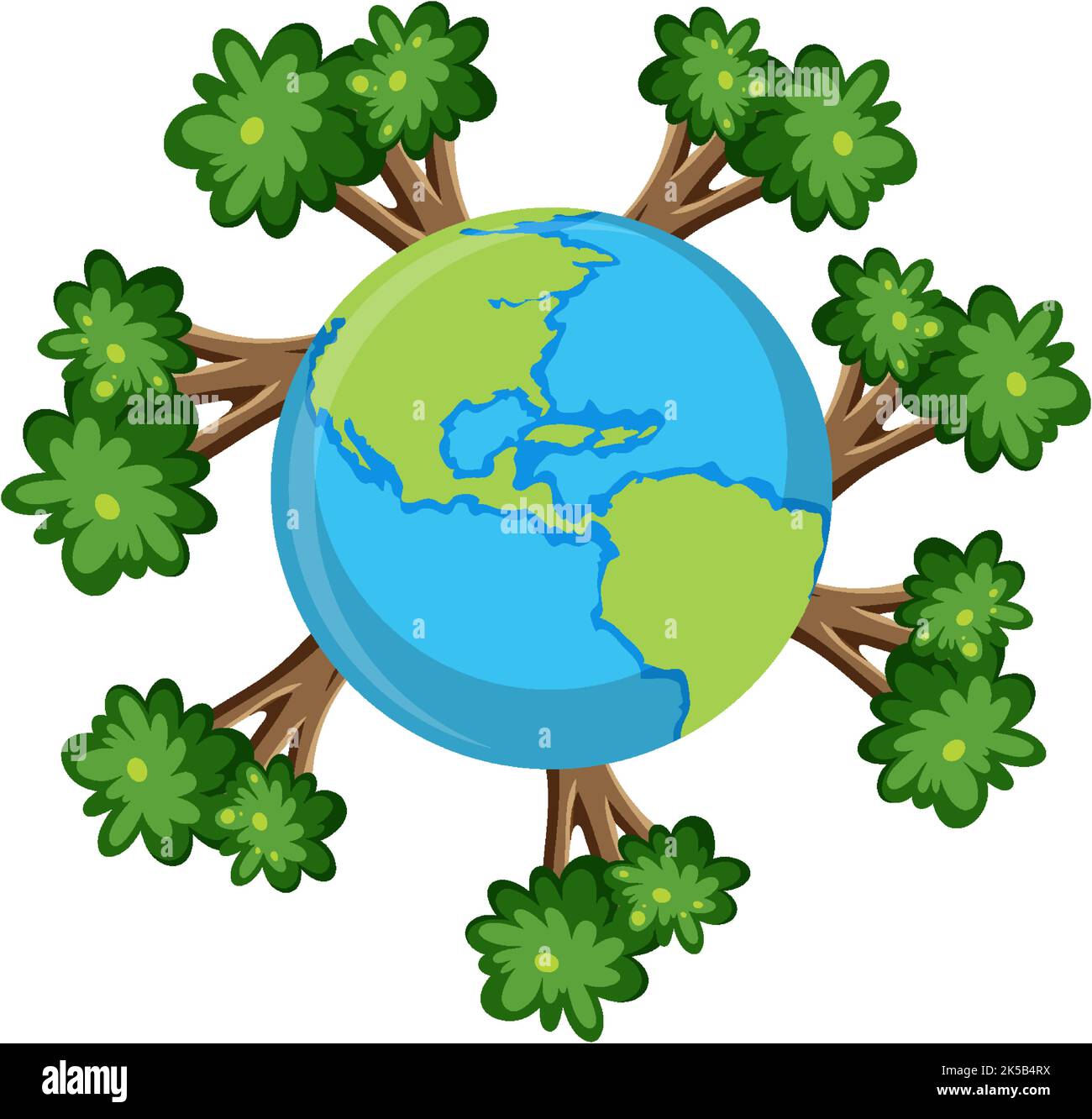 Globe around with trees illustration Stock Vector Image & Art - Alamy