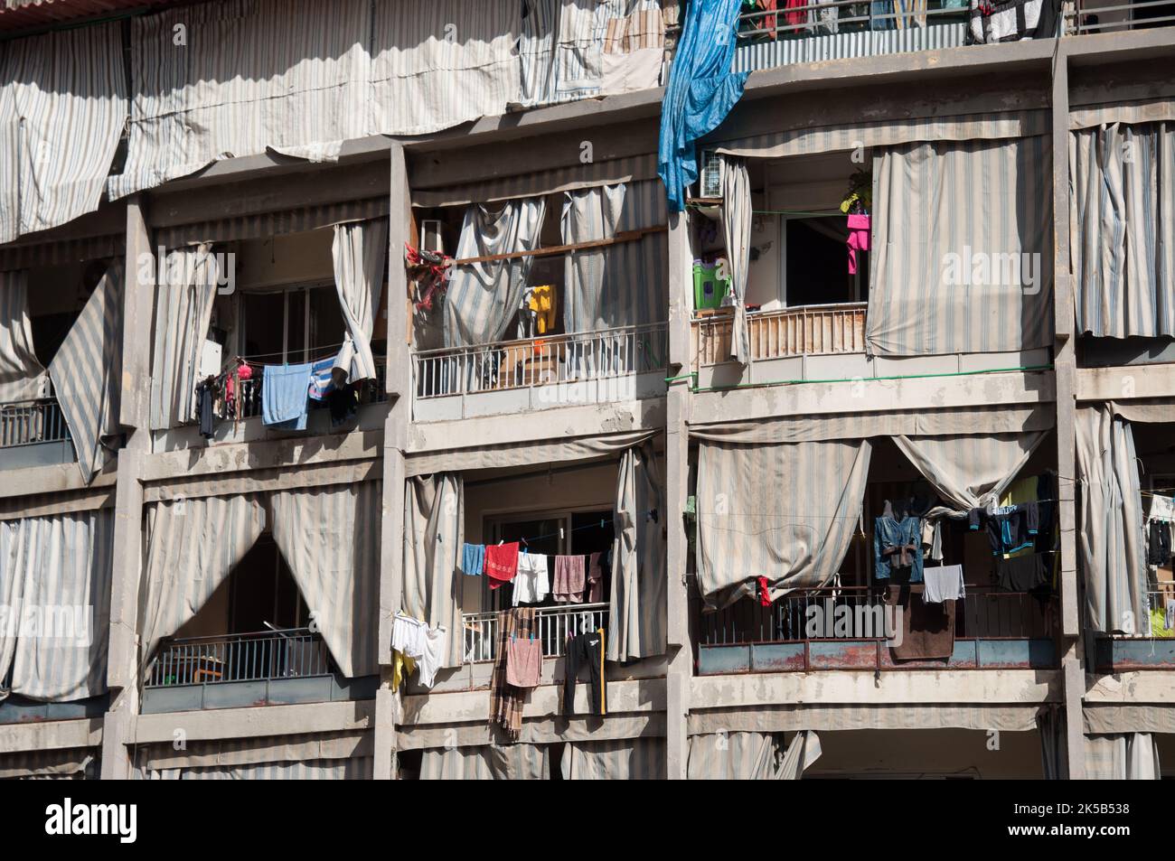 Popular Apartment Block, Beirut, Lebanon, Middle East. Curtains to ...