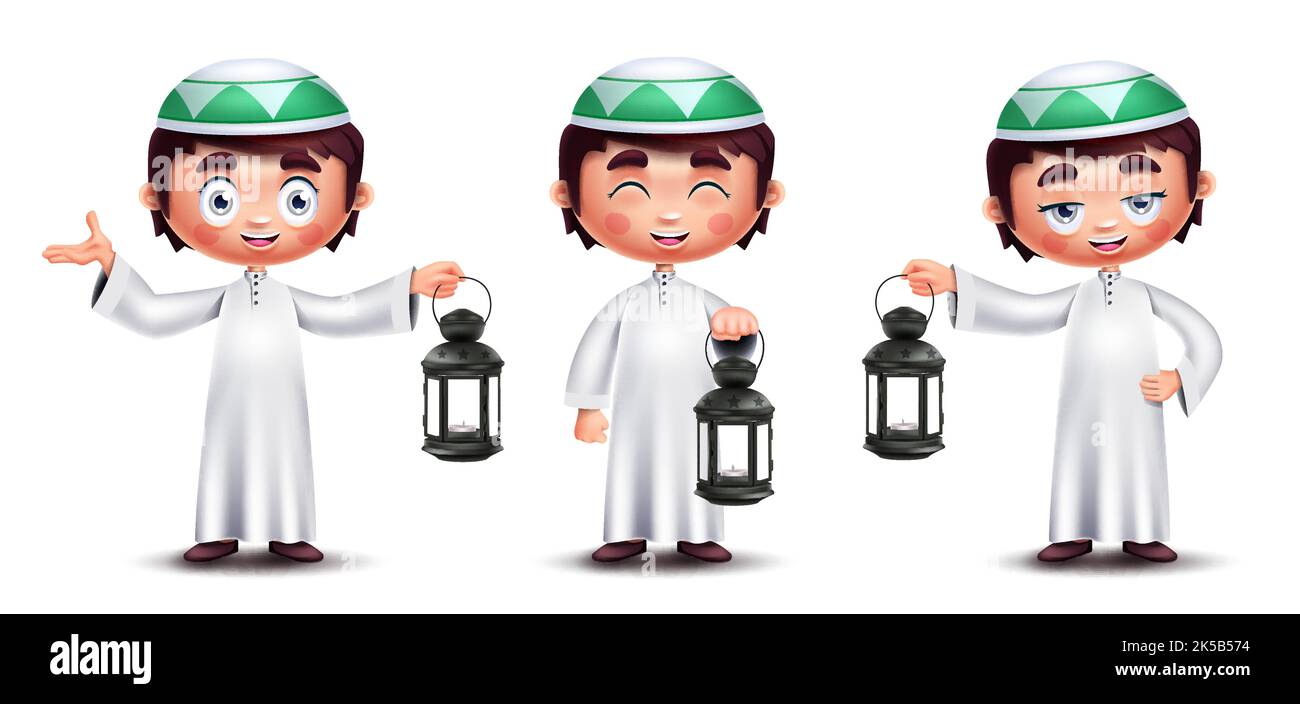 Arab kids character vector set design. Saudi boy cute character ...