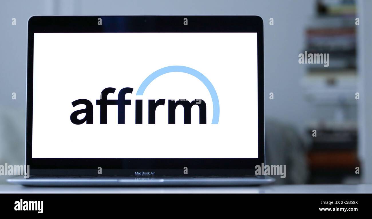 A laptop displaying the logo of Affirm, a company in the financial ...