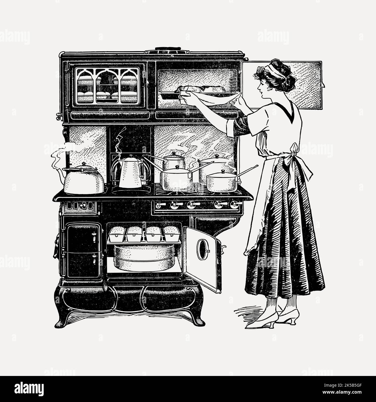 Woman cooking collage element, drawing illustration vector Stock Vector ...