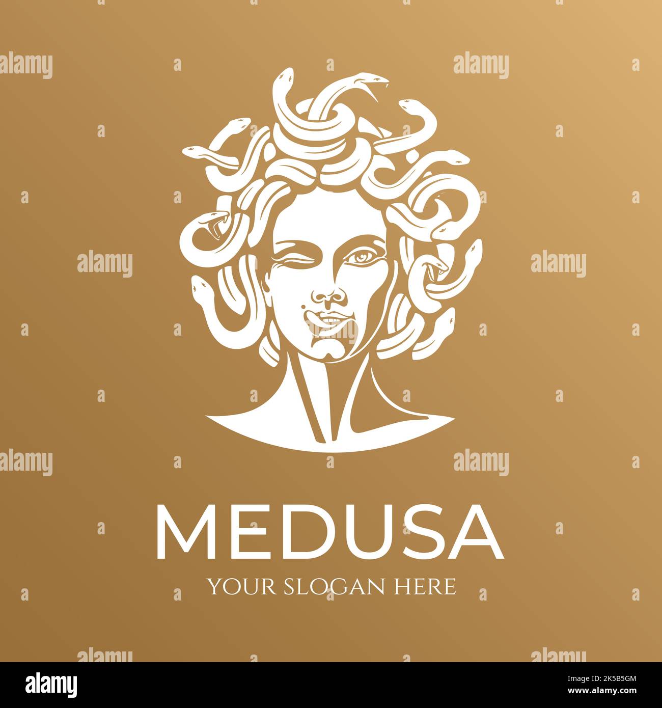 Medusa gorgon logo. Head of a woman with snakes. Protective amulet ...