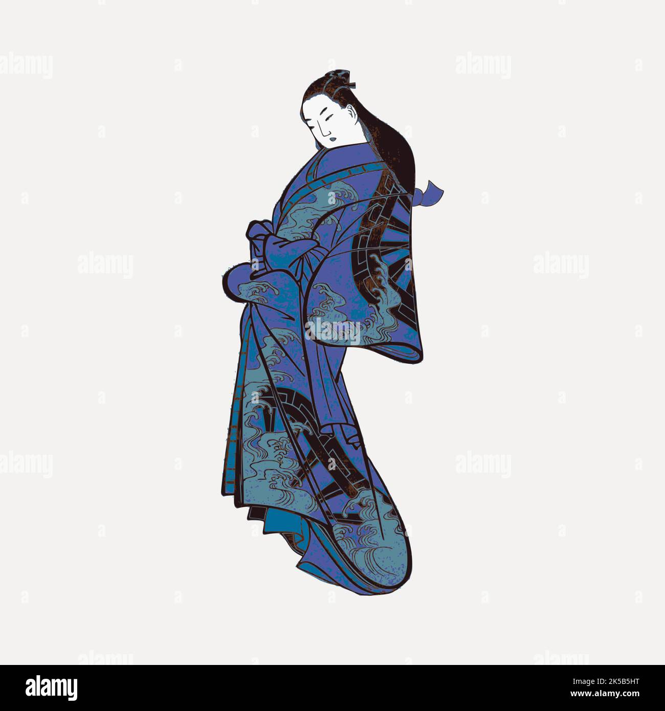 Kimono Girl Collage Element Drawing Illustration Vector Stock Vector