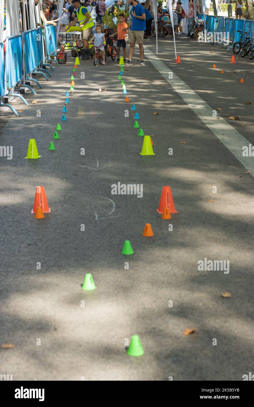 A couple of police and traffic enforcers teaching children the basic ...