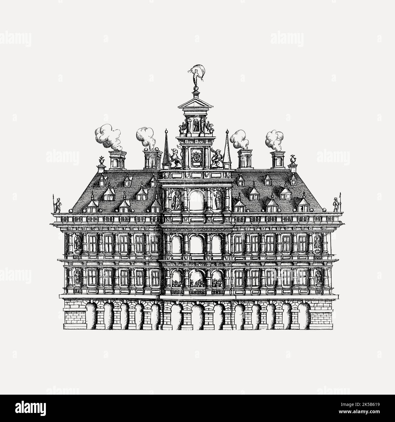 Big building collage element, drawing illustration vector Stock Vector ...