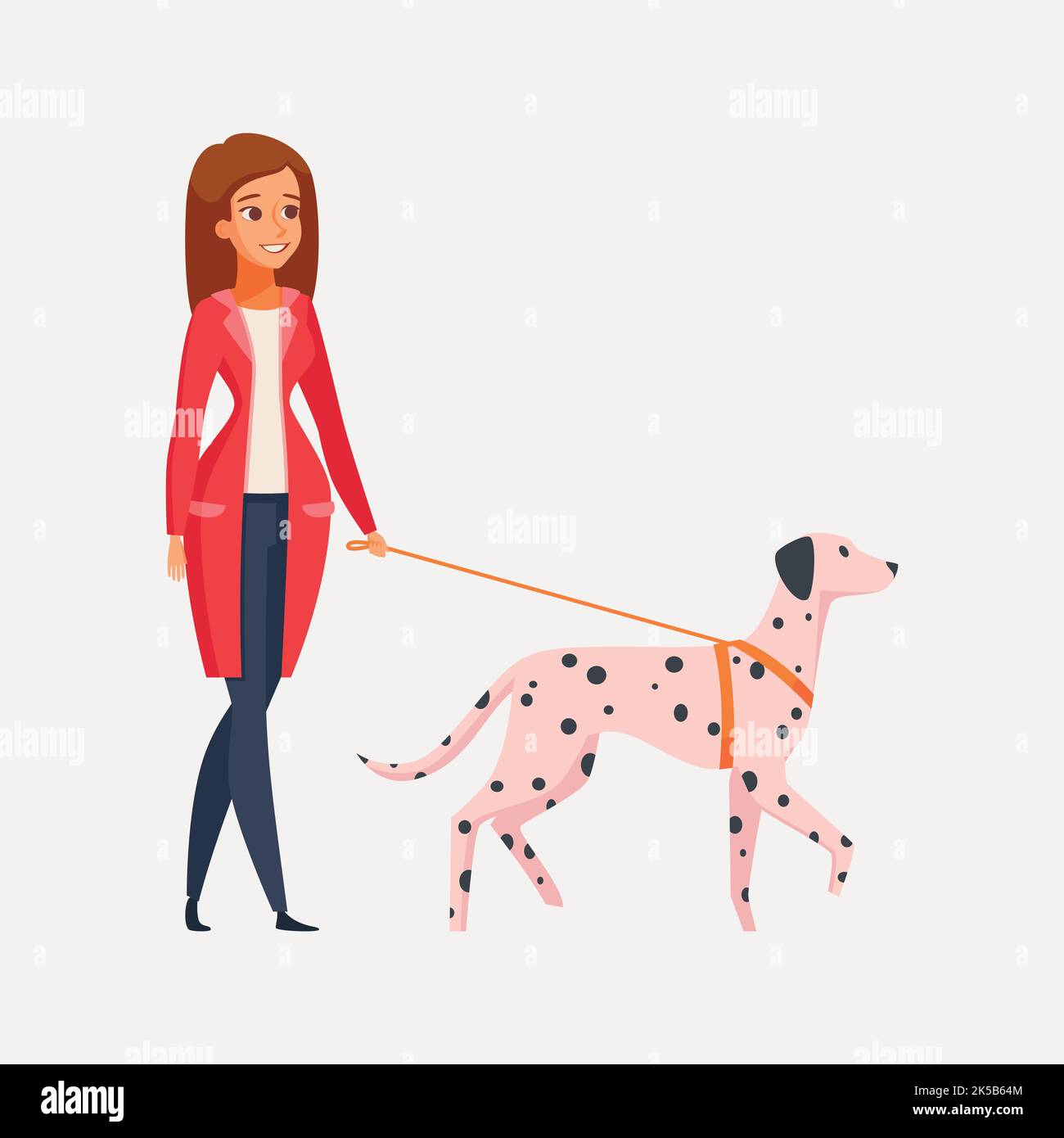Woman clipart, walk a dog illustration vector Stock Vector Image & Art ...
