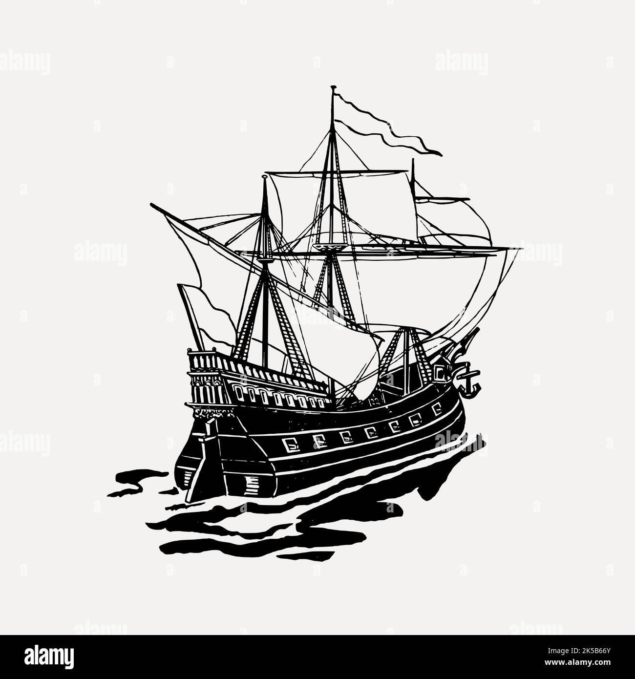 Jamestown ships collage element, drawing illustration vector Stock ...