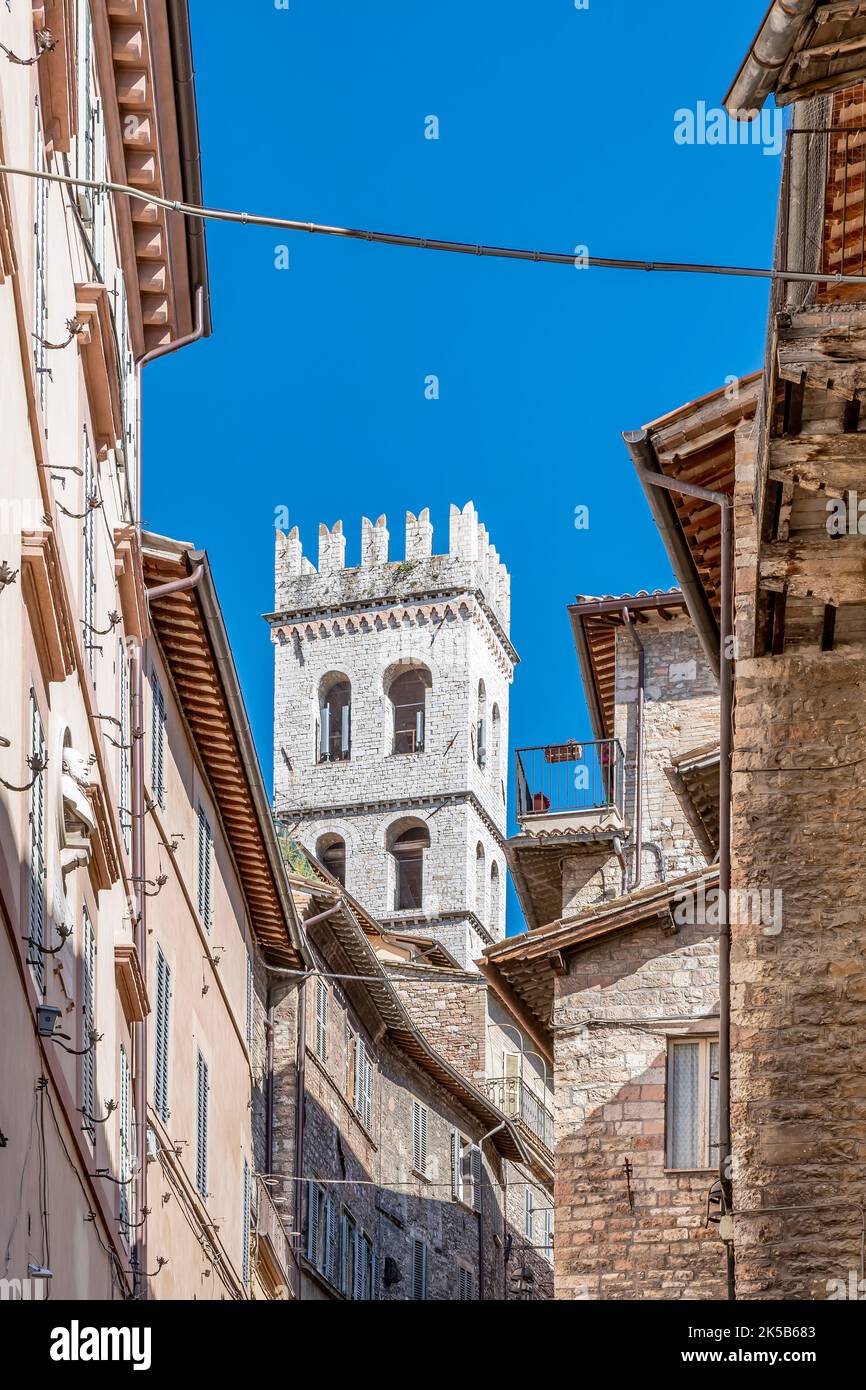 The ancient Torre del Popolo, tower of the people, historic center of ...