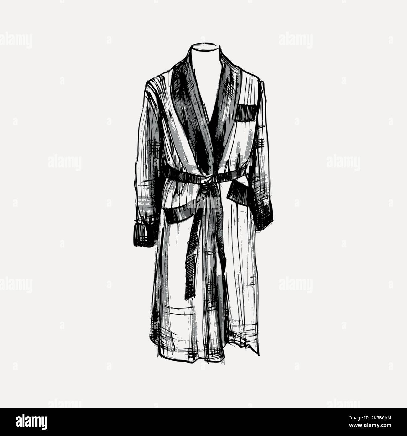 Bathrobe collage element, drawing illustration vector Stock Vector ...