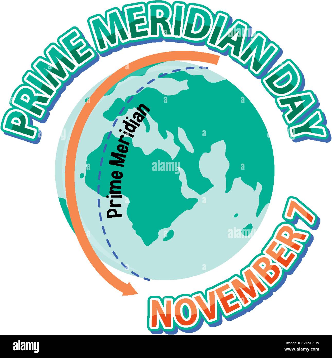 Prime meridian day text for poster or banner design illustration Stock ...