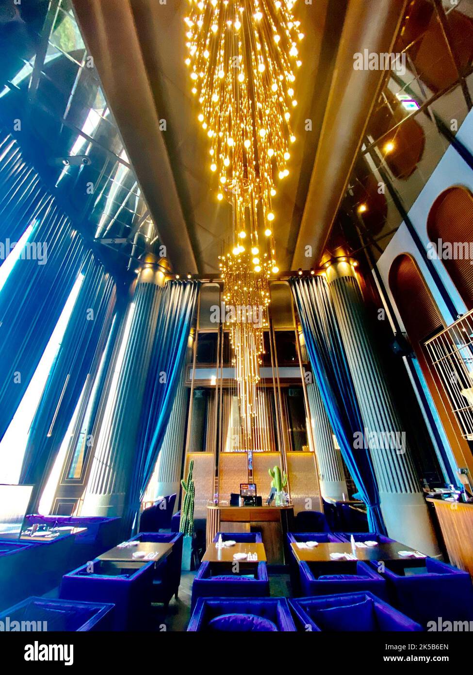 The luxury restaurant's interior - in blue tones Stock Photo - Alamy