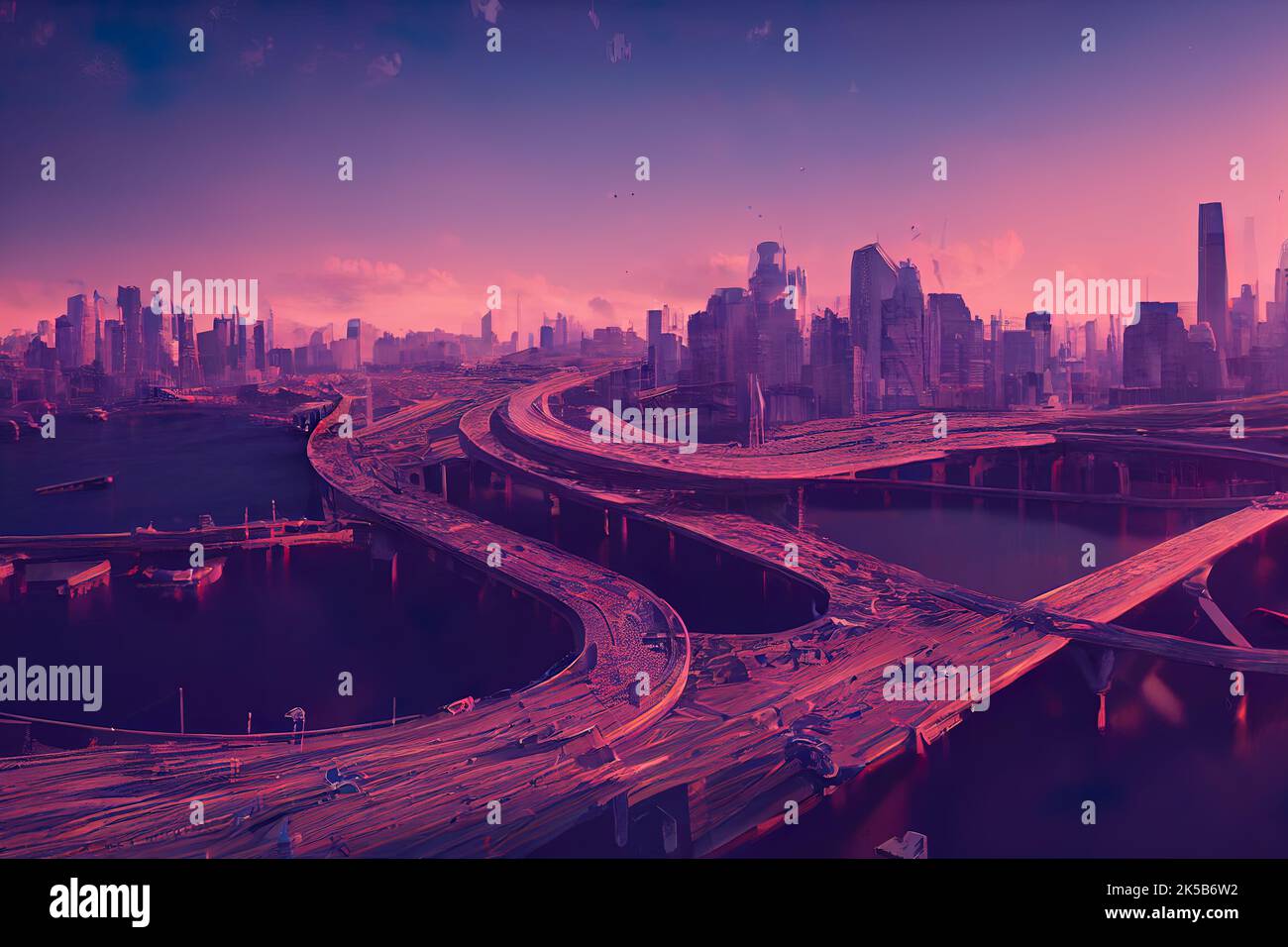 An abstract city skyline at sunset Stock Photo - Alamy