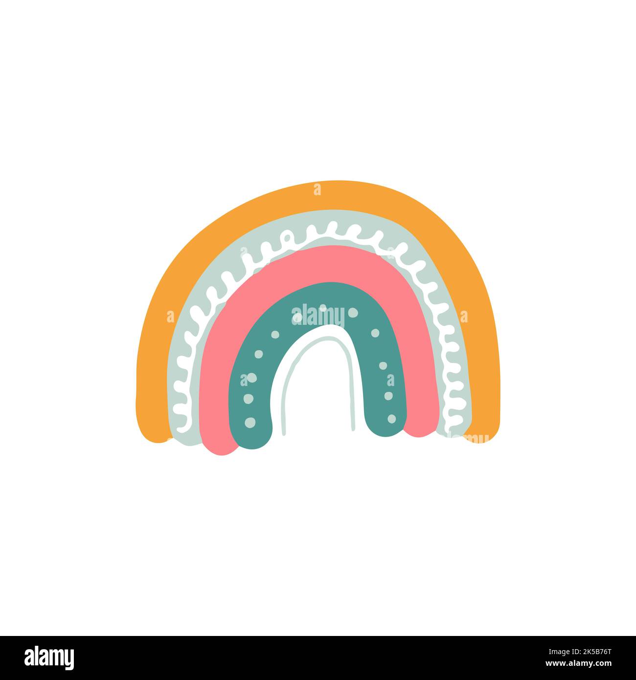 Pastel boho rainbow. Cute hand drawn modern stickers for nursery ...