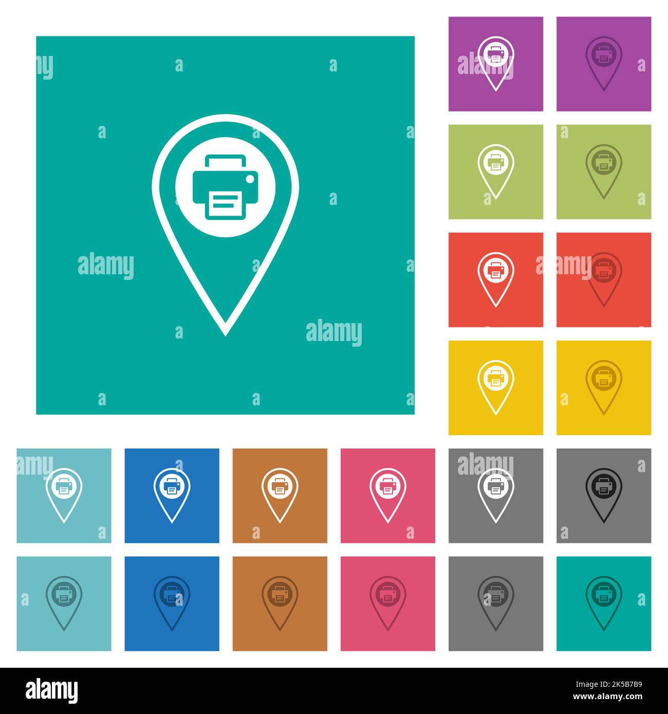 Print GPS location multi colored flat icons on plain square backgrounds ...