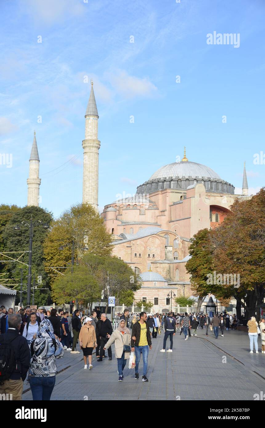Istanbul, Turkey. Octeber, 2022. Hagia Sophia Mosque and blue sky ...