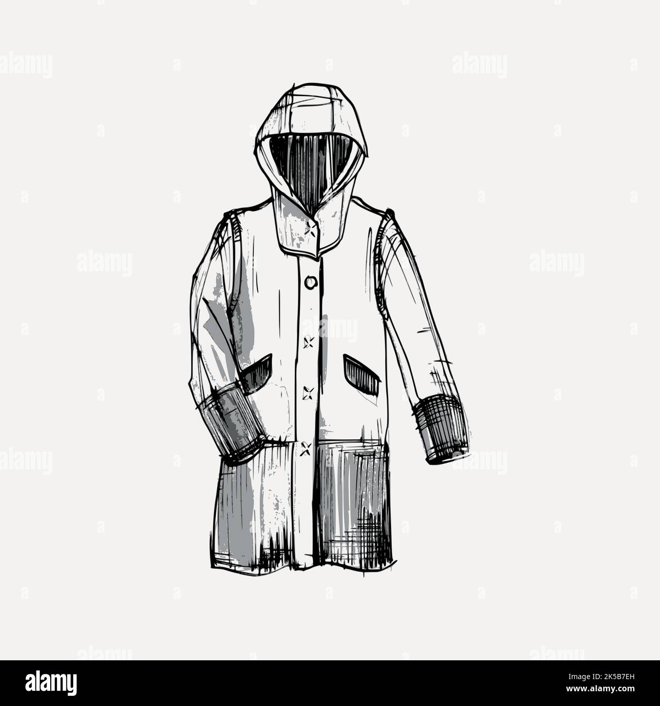 Raincoat collage element, drawing illustration vector Stock Vector ...