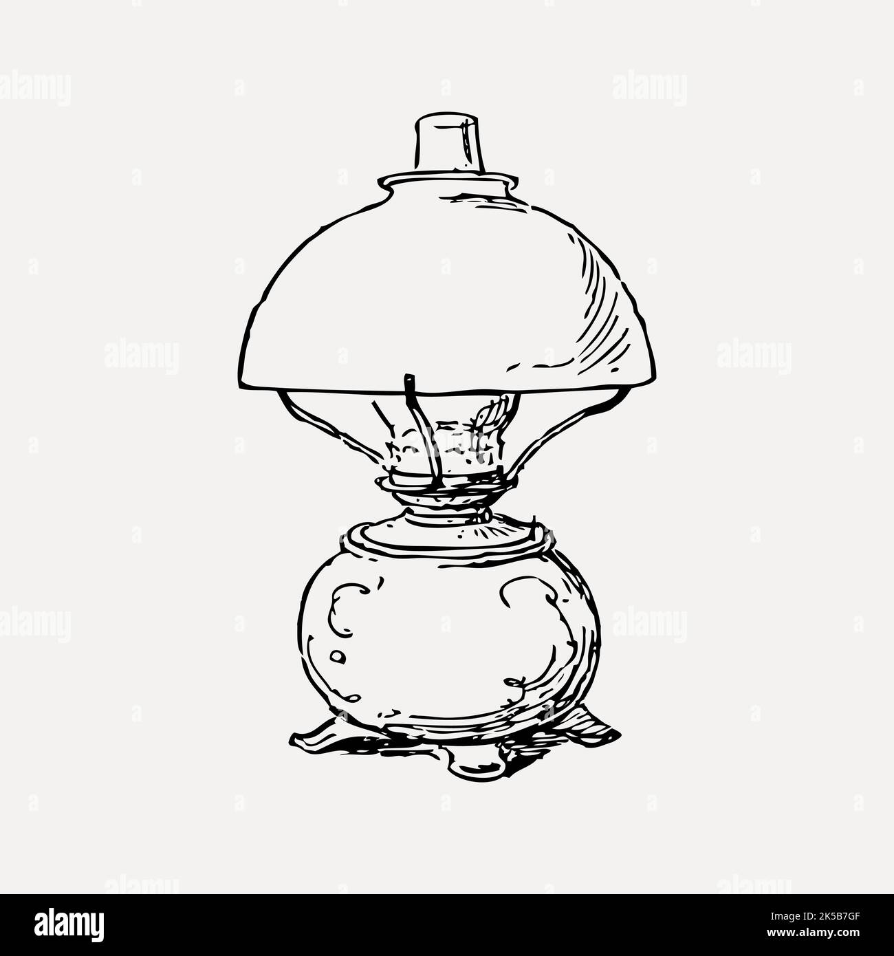 Vintage lamp clipart, drawing illustration vector Stock Vector Image ...