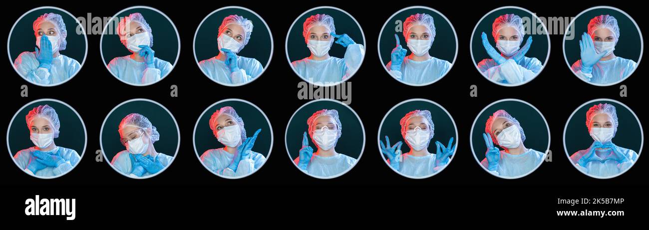 Doctor portrait collage. Medic lifestyle. Inspired pensive supportive ...