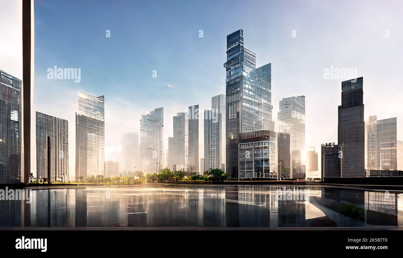 The modern buildings in a futuristic city Stock Photo - Alamy