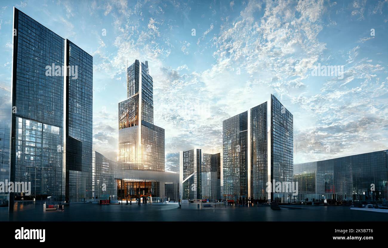 The modern buildings in a futuristic city Stock Photo - Alamy