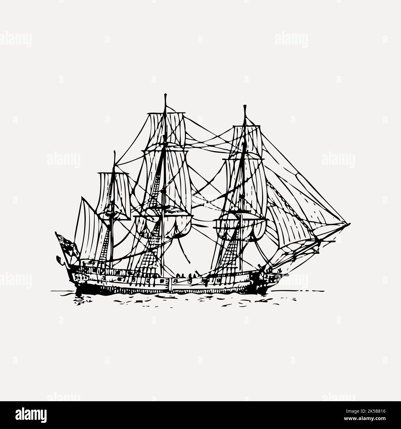 Tall ship clipart, vintage illustration vector Stock Vector Image & Art ...