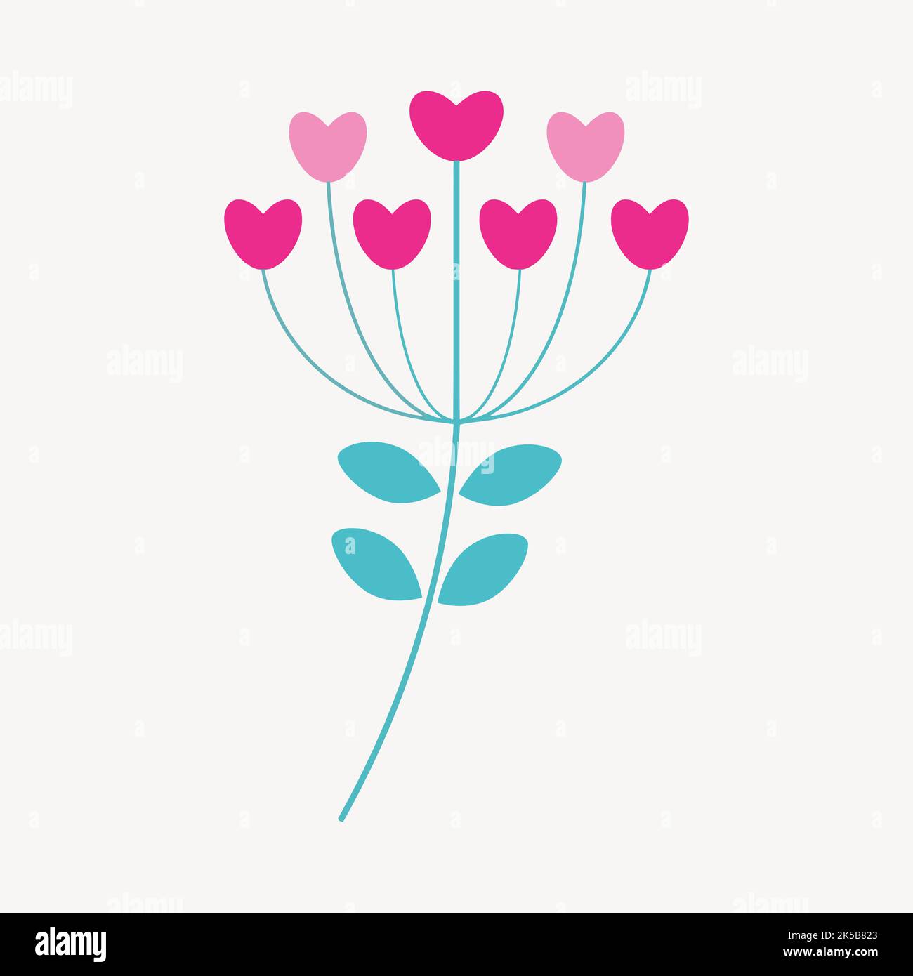 Heart flower collage element, cute illustration vector Stock Vector ...