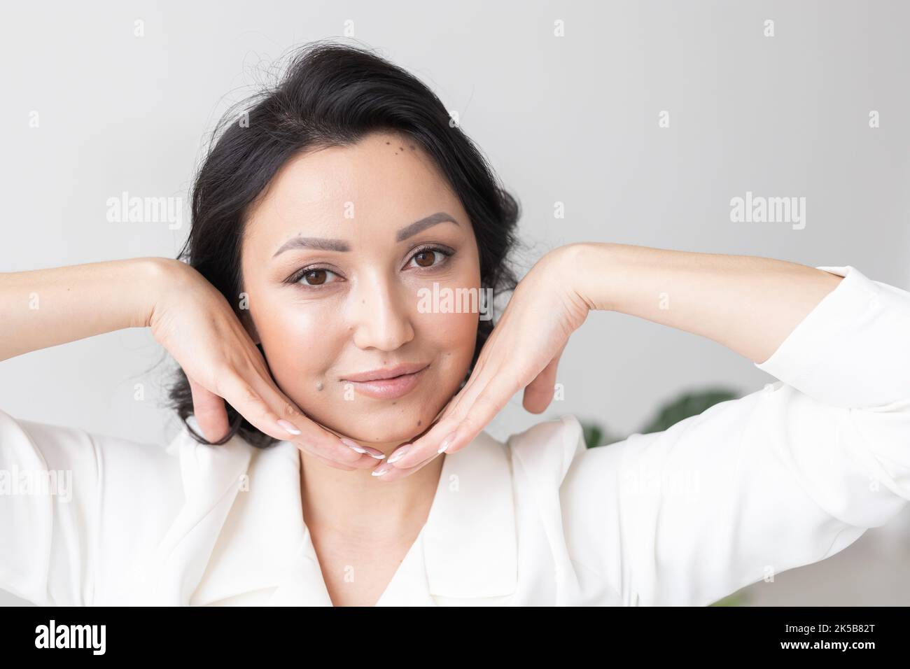 Closeup Pure Portrait Young Attractive Indian Woman Perfect Skin