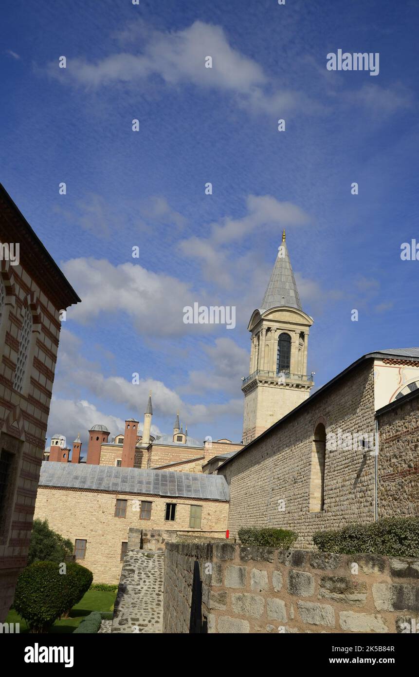 Topkapi Palace, Justice Tower, palace structures. Istanbul Turkey Stock ...