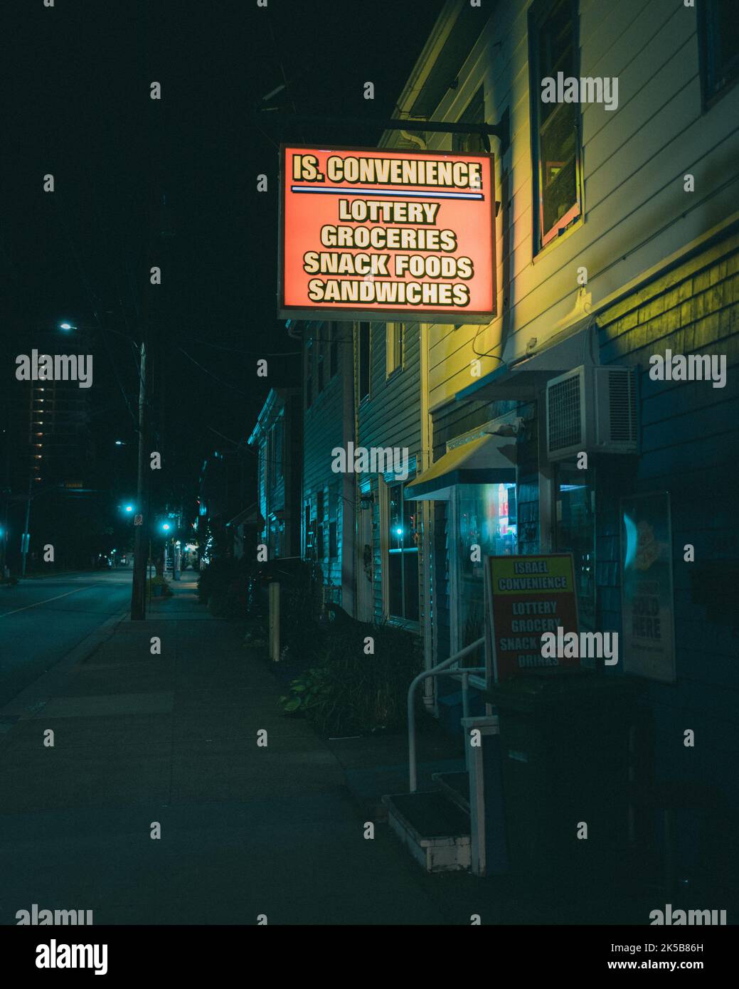 Israel Convenience Store sign at night, Halifax, Nova Scotia, Canada ...