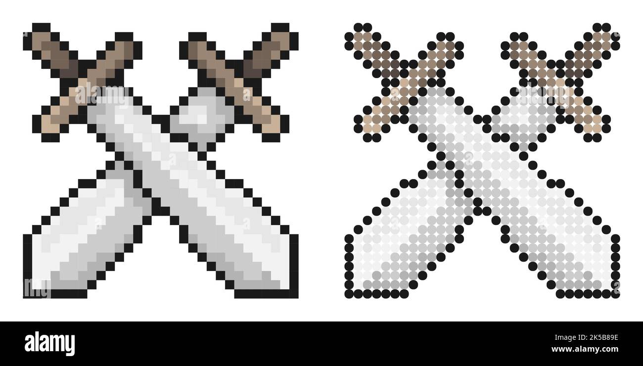 Pixel icon. Pair of crossed knight swords. Tournament, beginning of ...