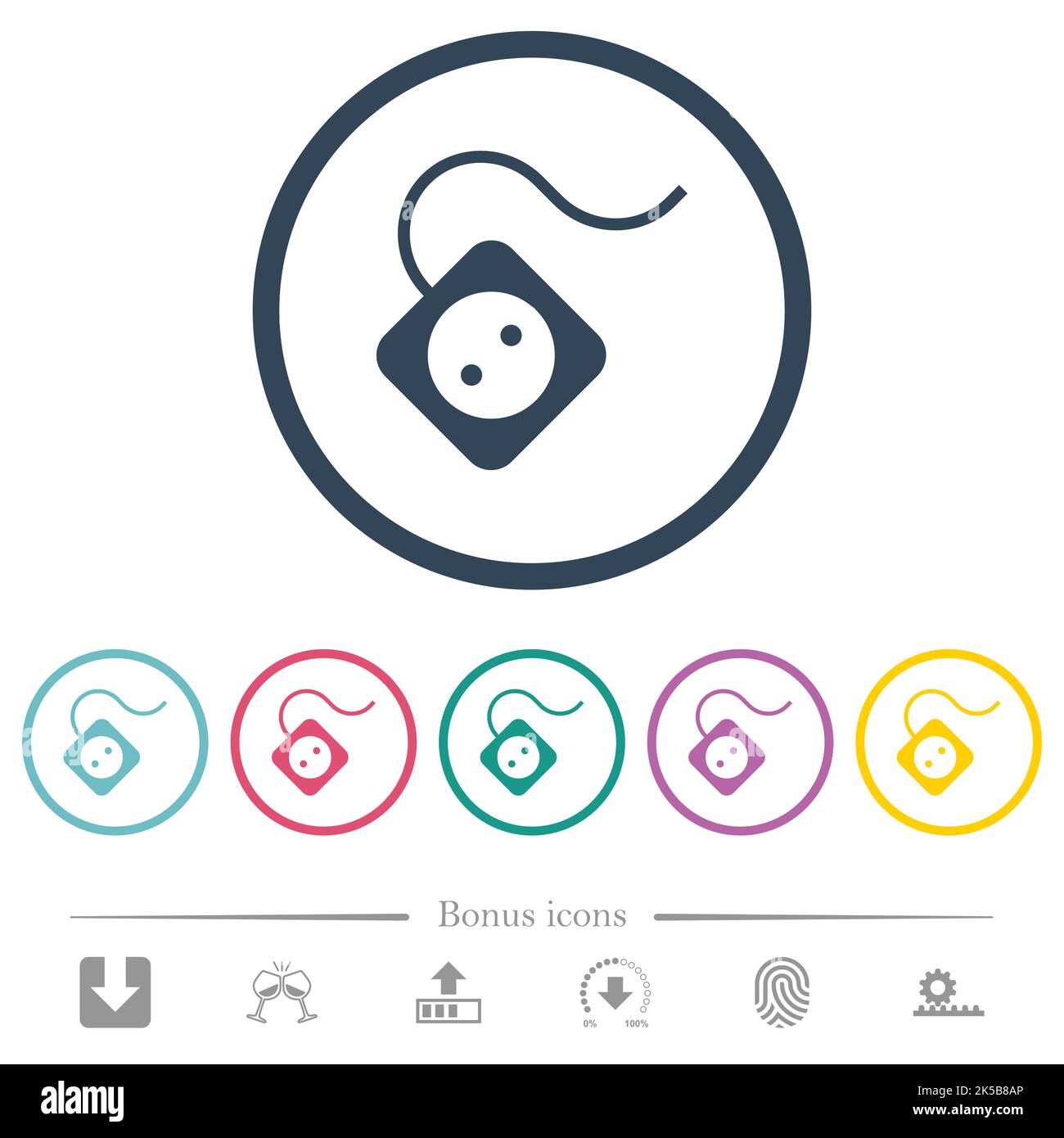 Portable electrical outlet with one socket and cord solid flat color ...