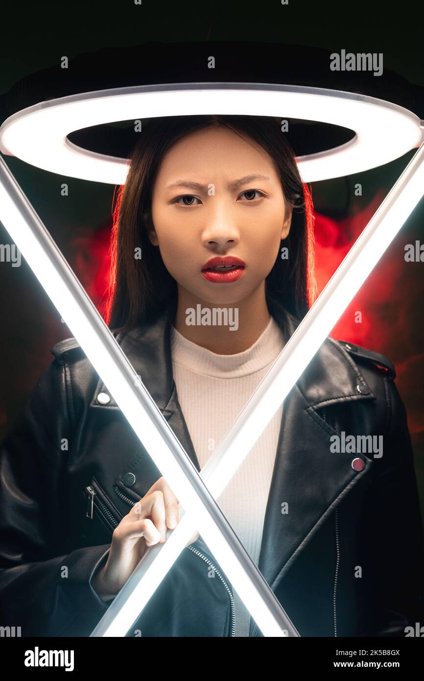 sci-fi portrait cyberpunk people disturbed girl Stock Photo - Alamy