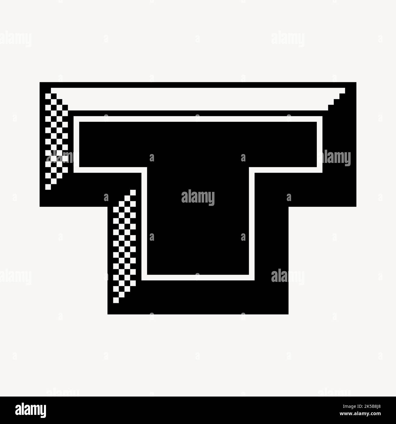 T letter clipart, 8-bit font illustration vector Stock Vector Image ...