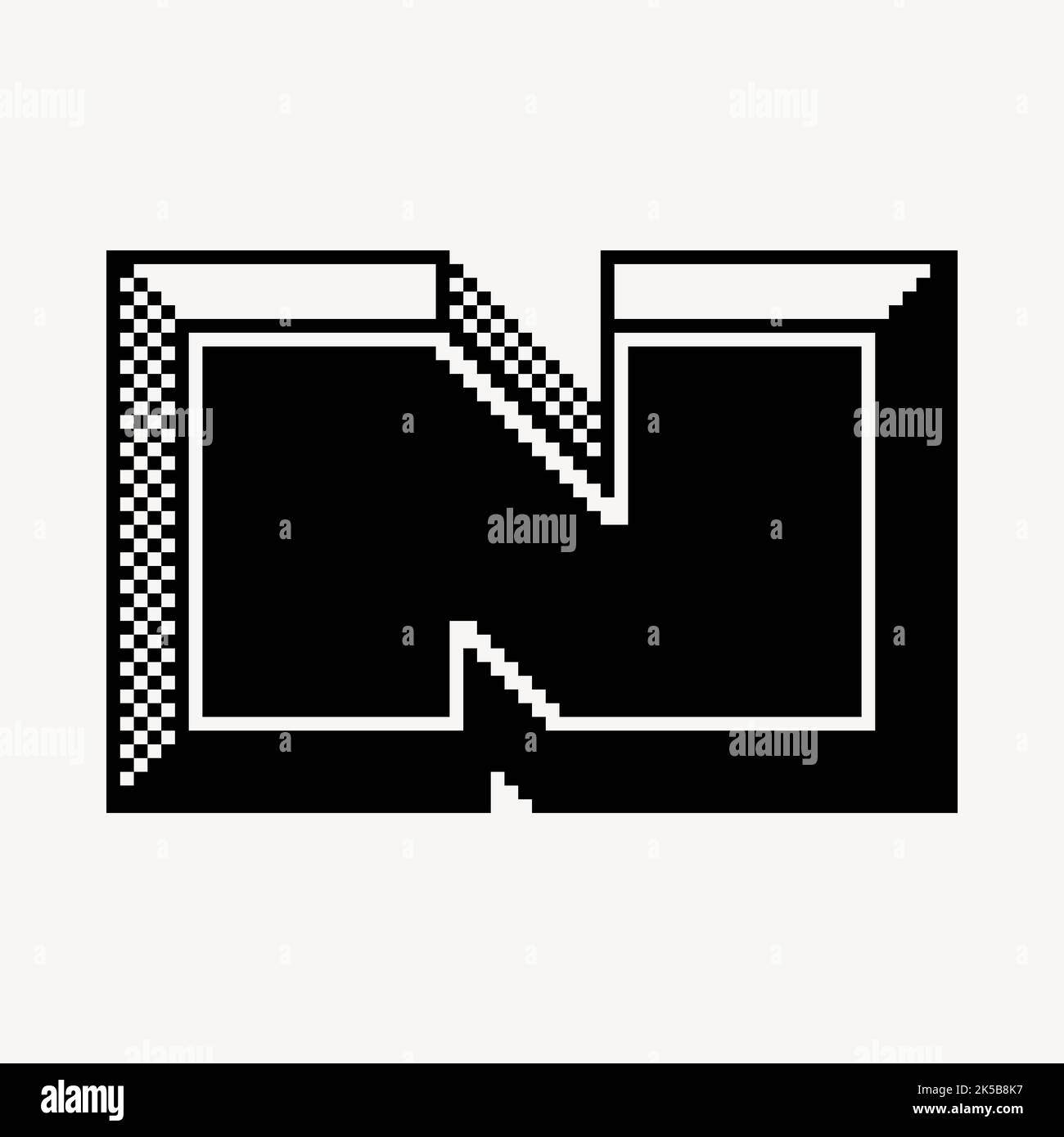 N letter clipart, 8-bit font illustration vector Stock Vector Image ...