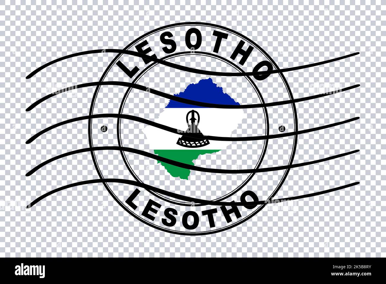 Map of Lesotho, Postal Passport Stamp, Travel Stamp, Clipping path ...