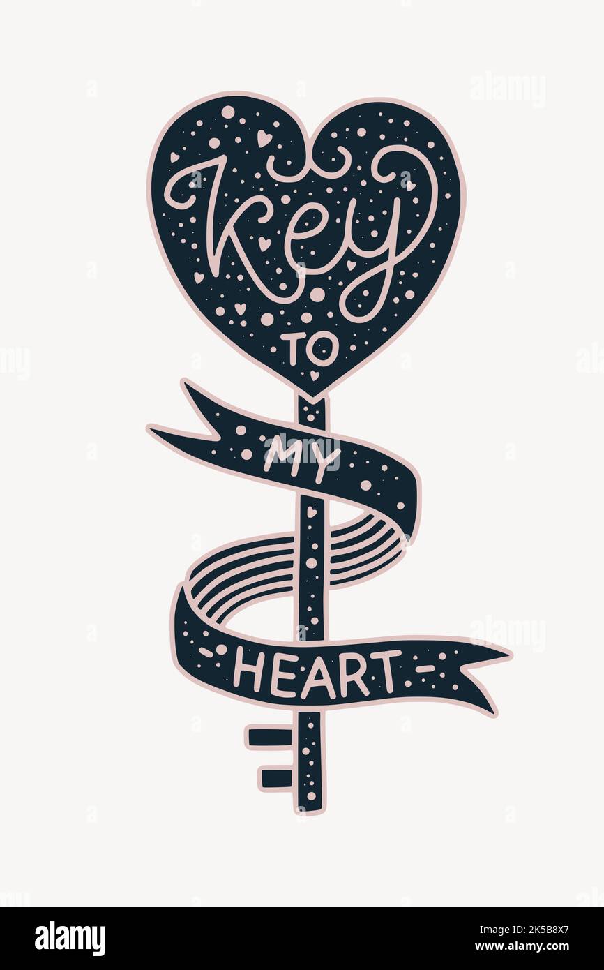 Heart key clipart, Valentine's illustration vector Stock Vector Image ...